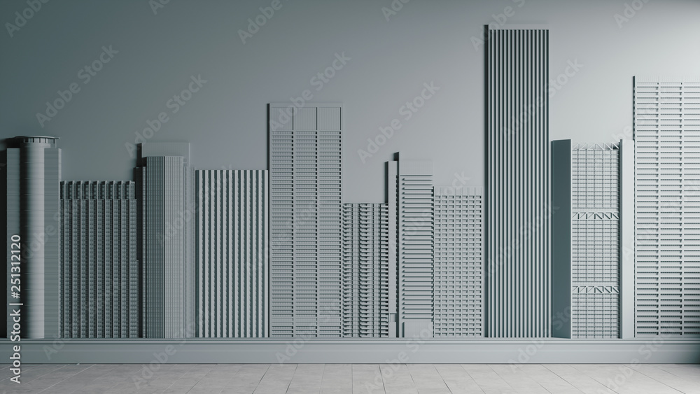 3d wall with buildings. 3d wall with city. Concept art design. 3d ...