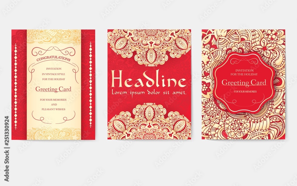 Universal flyer 3x4 with unique decoration. Invitation card for ...