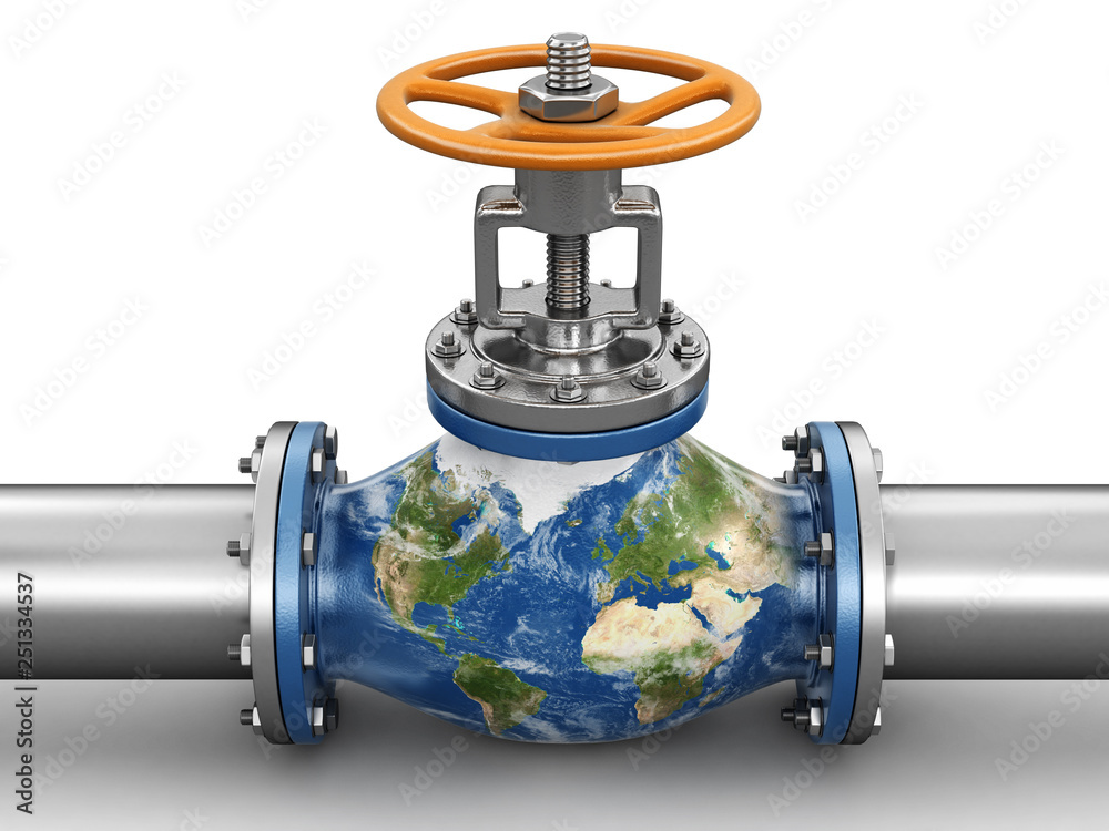 Pipeline with World Map. Image with clipping path Stock Illustration ...