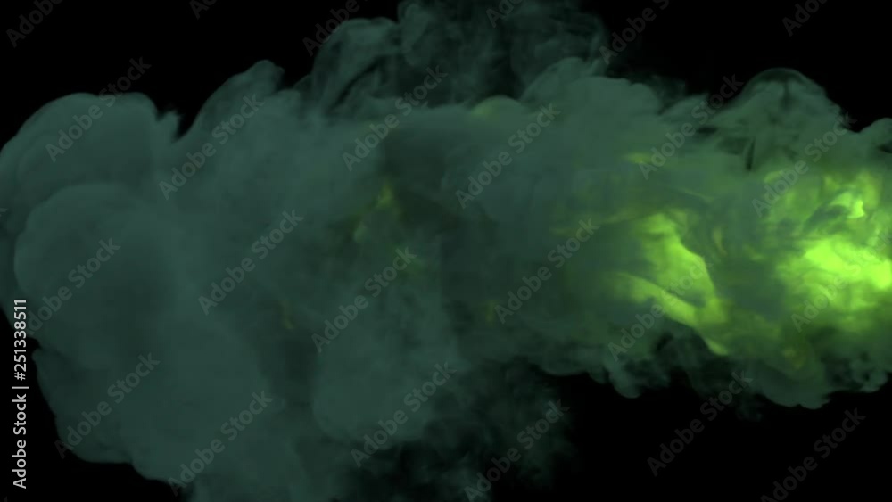 Colored torch fire and smoke / Smoke lit from inside by fire. Separated ...