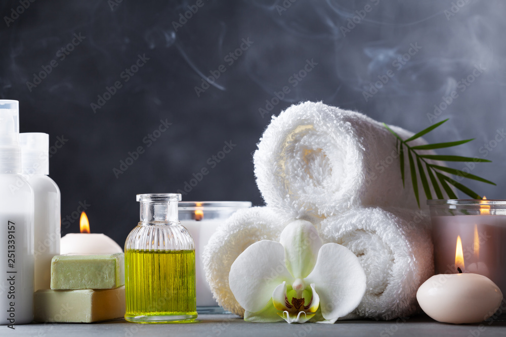 Aromatherapy, spa, beauty treatment and wellness background with ...