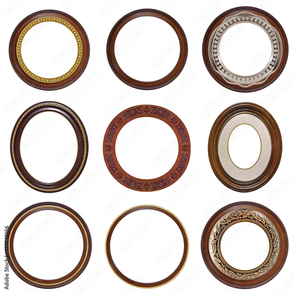 Set of round, circular, oval frames for paintings, mirrors or photos ...