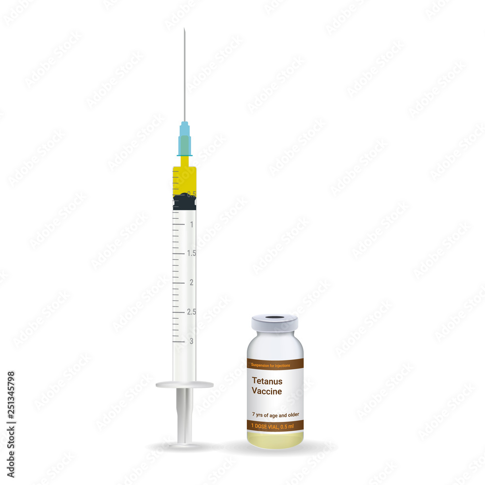 Immunization, Tetanus Vaccine Plastic Medical Syringe With Needle And ...