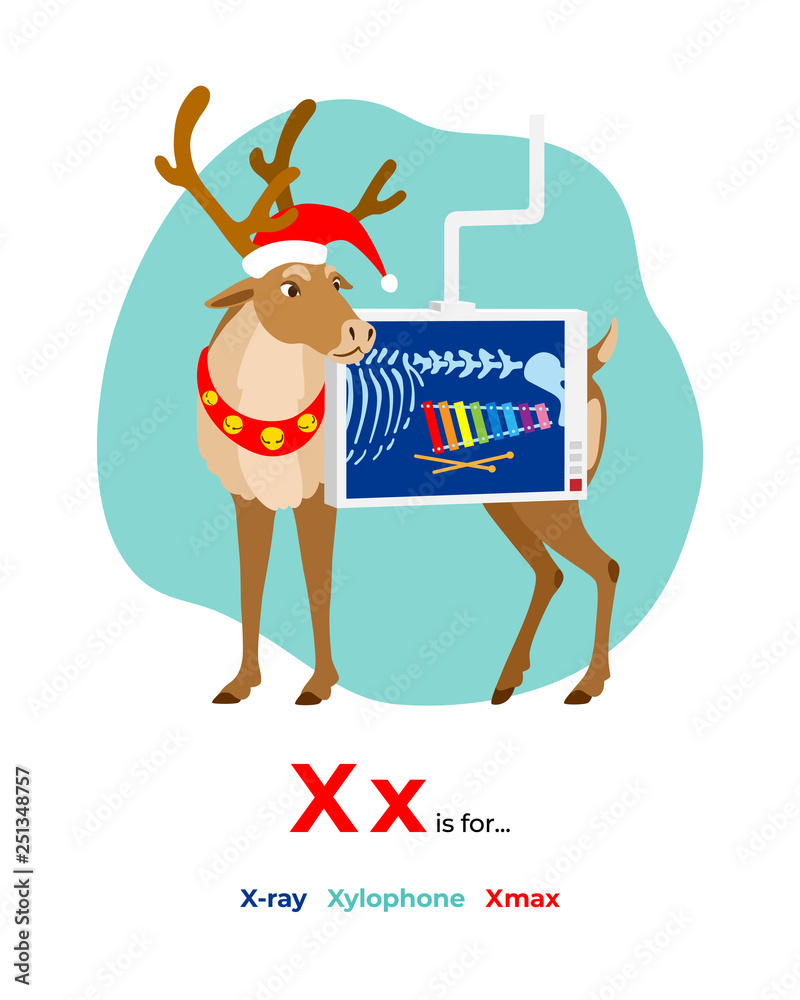 English alphabet Colored cartoon with letter X for children, with ...