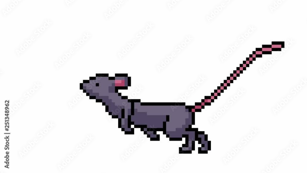 animation pixel art isolated cartoon rat run loop Stock Video | Adobe Stock