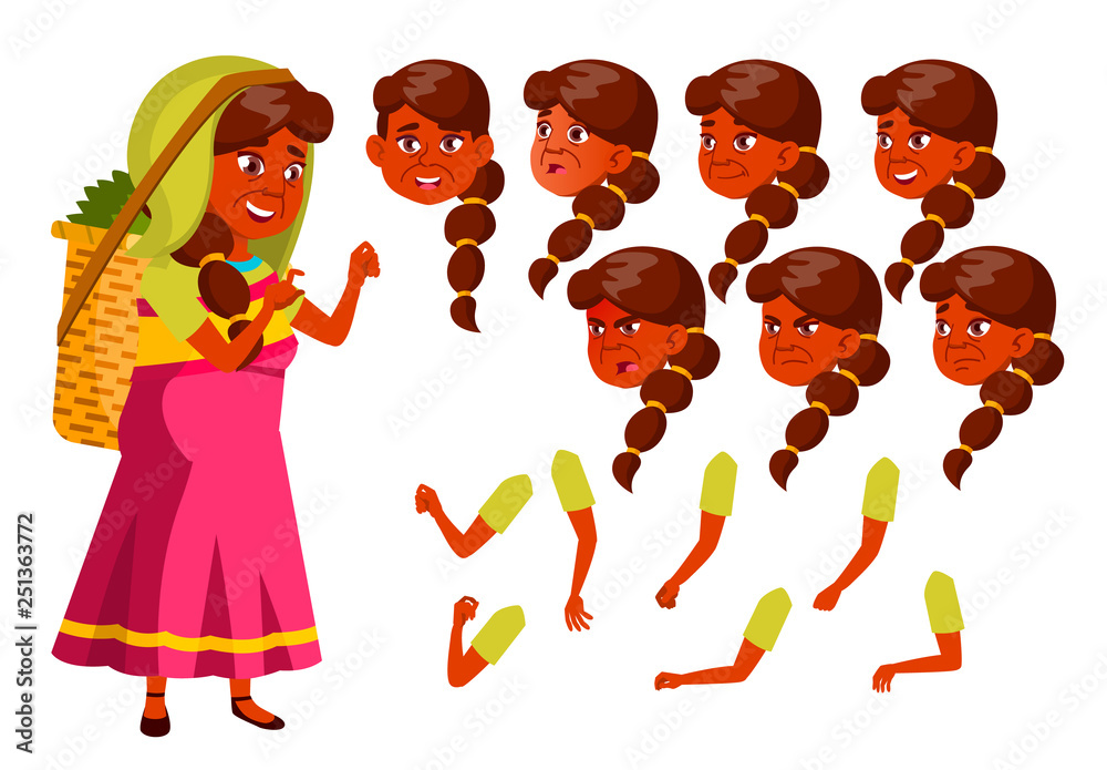 Vetor de Indian Old Woman Vector. Senior Person. Aged, Elderly People ...