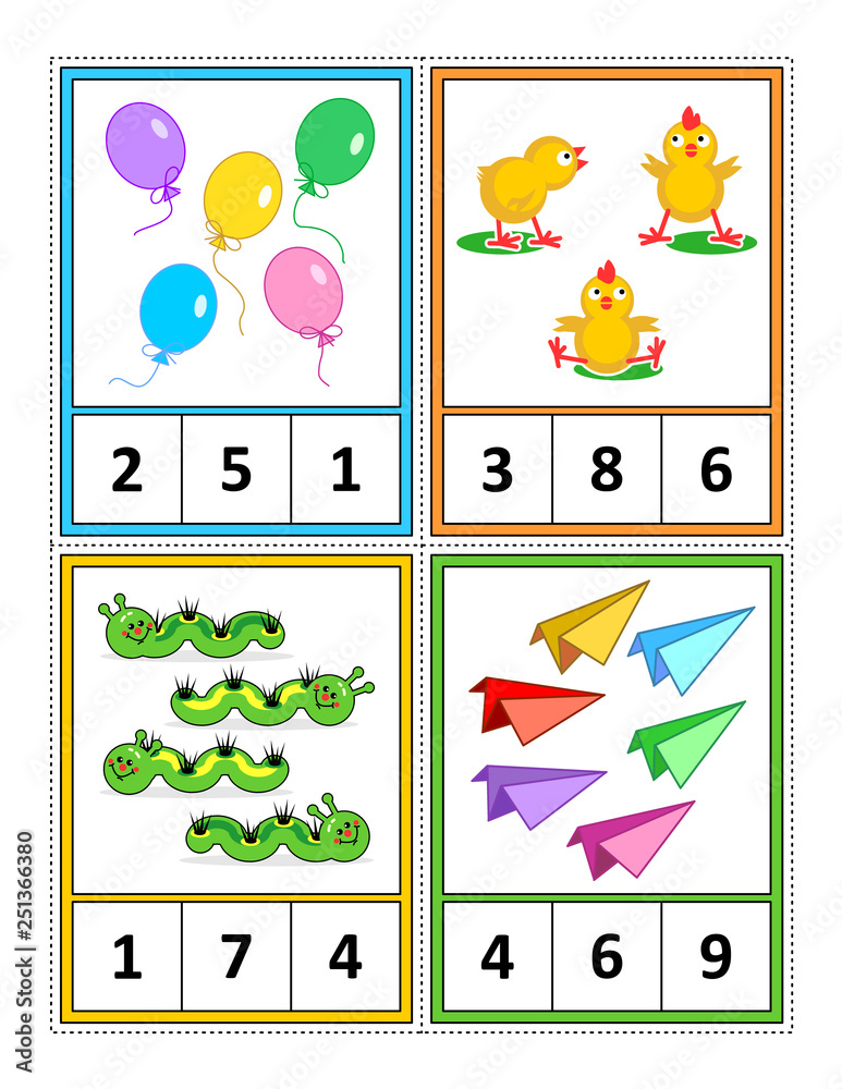 Spring season themed counting 1 to 10 practice for kids worksheet or ...