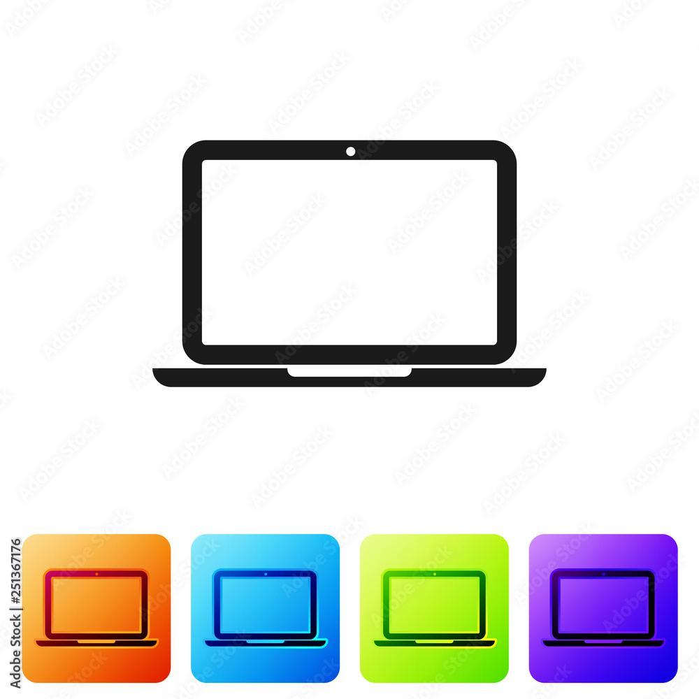 Grey Laptop icon isolated on white background. Computer notebook with ...