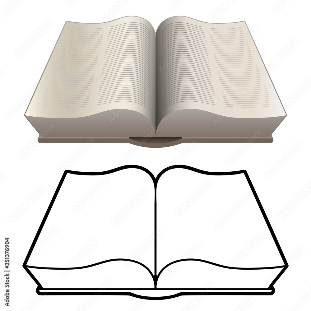 Open classic bible style heavy book isolated vector illustration in ...