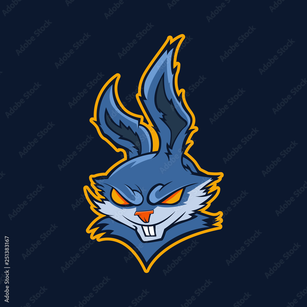 Modern professional logo for sport team. Evil rabbit mascot. Rabbits ...