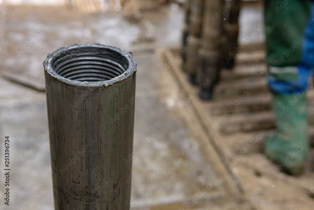 Offshore oil rig worker prepare tool and equipment for perforation oil ...