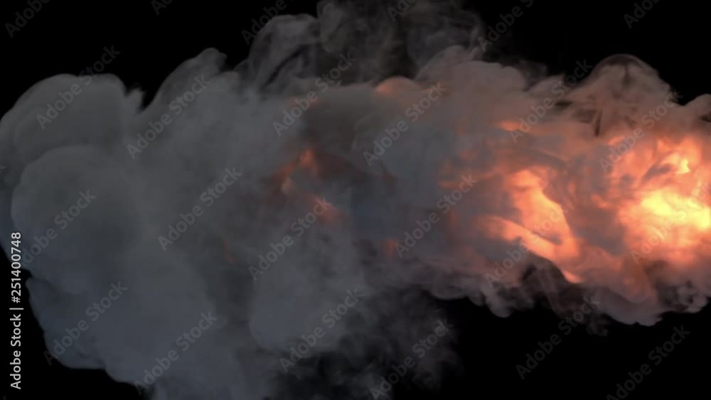 Torch fire and smoke / Smoke lit from inside by fire. Separated on pure ...