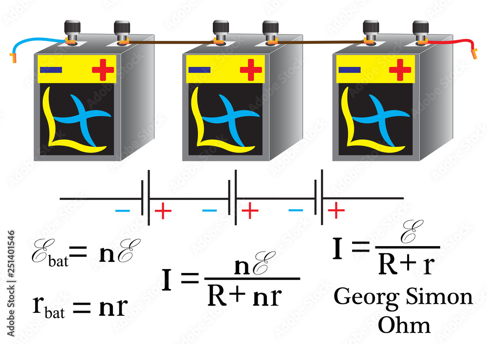 Vetor de The electric circuit of a serial connection of a current ...