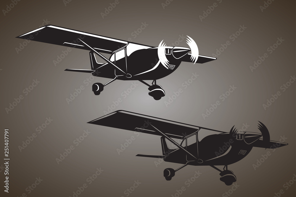 Small plane vector illustration. Single engine propelled aircraft. Air ...