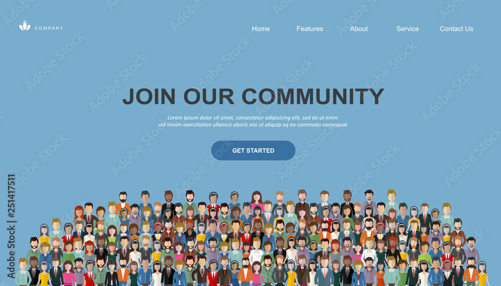 Join our community. Crowd of united people as a business or creative ...