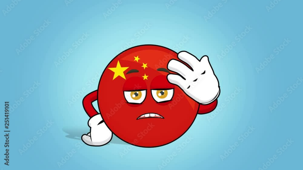 Cartoon Icon Flag China Upset Facepalm with Face Animation Stock Video ...