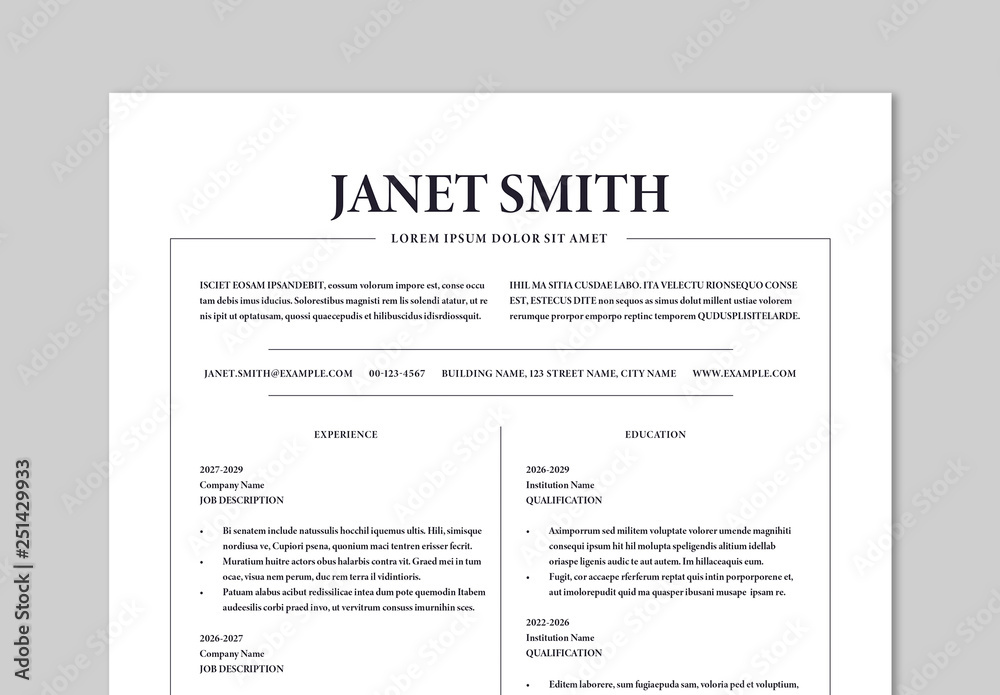 Modern and Clean Resume Layout Stock Template | Adobe Stock