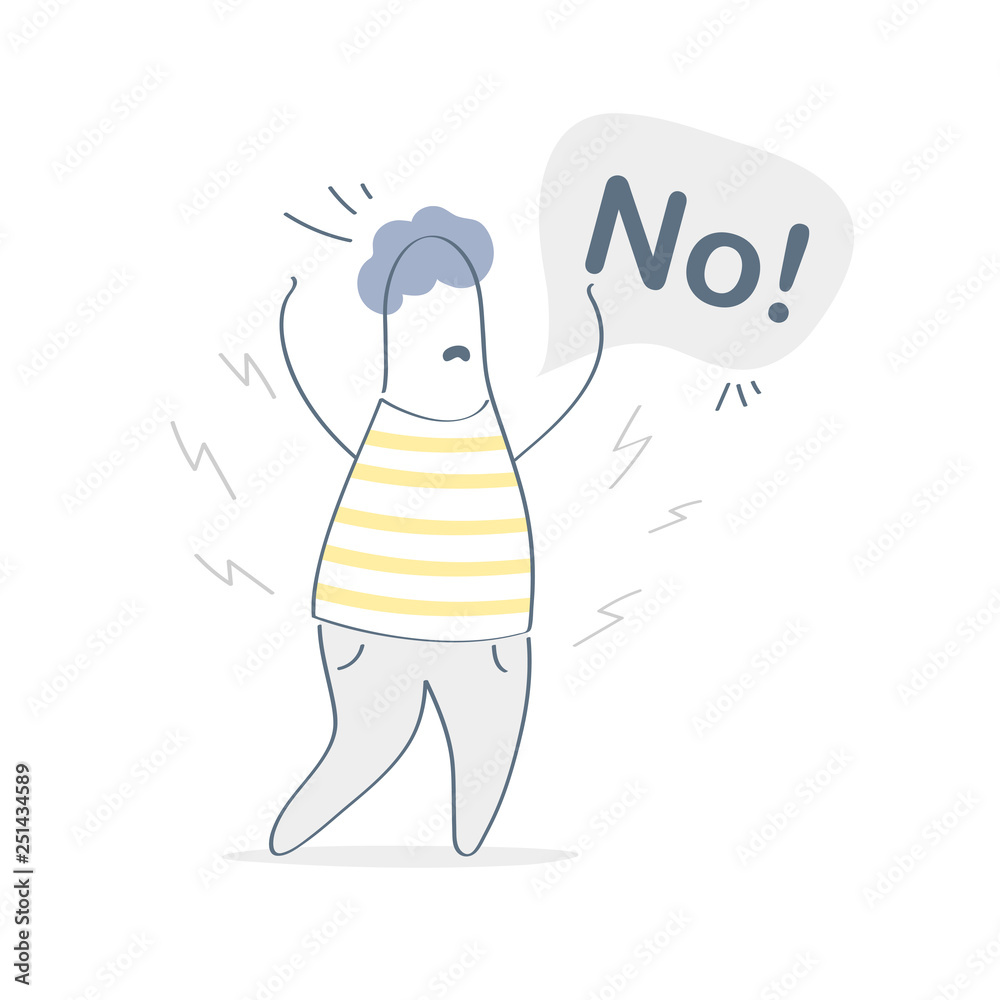 Angry cute cartoon man says No, he annoyed with bad attitude saying ...