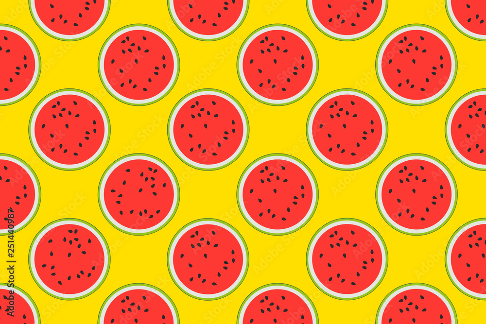 Graphic watermelon on a yellow background. Colorful background ...