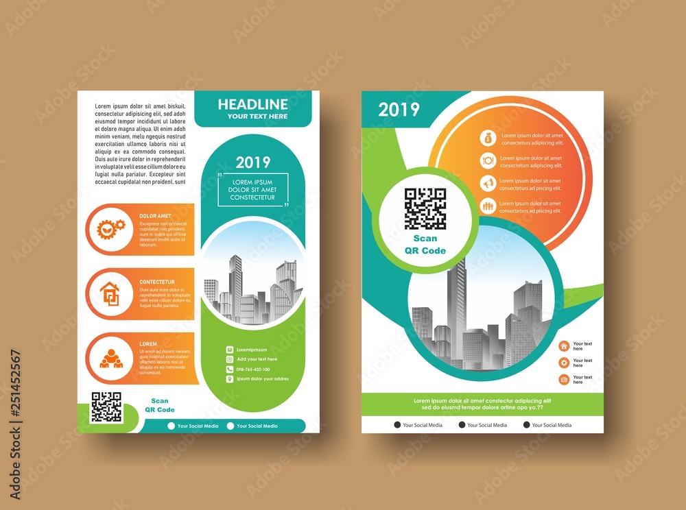 Modern cover brochure flyer design template. City background business ...