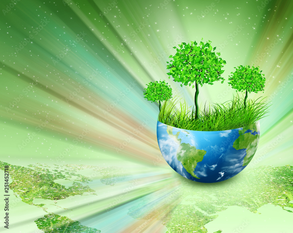 Ecological concept of the environment with the cultivation of trees ...