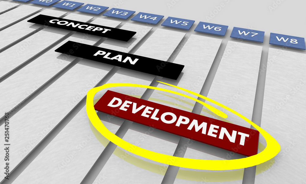 Development Concept Plan Process Timeline Gantt Chart 3d Illustration ...