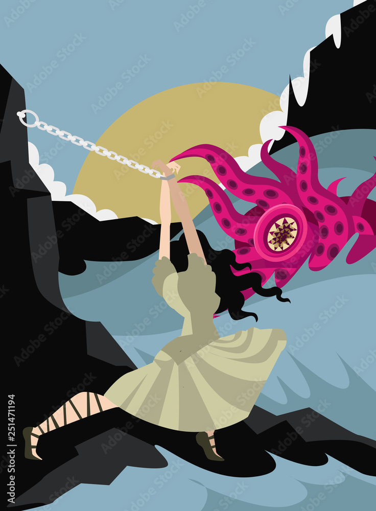 andromeda chained to a rock Stock Vector | Adobe Stock