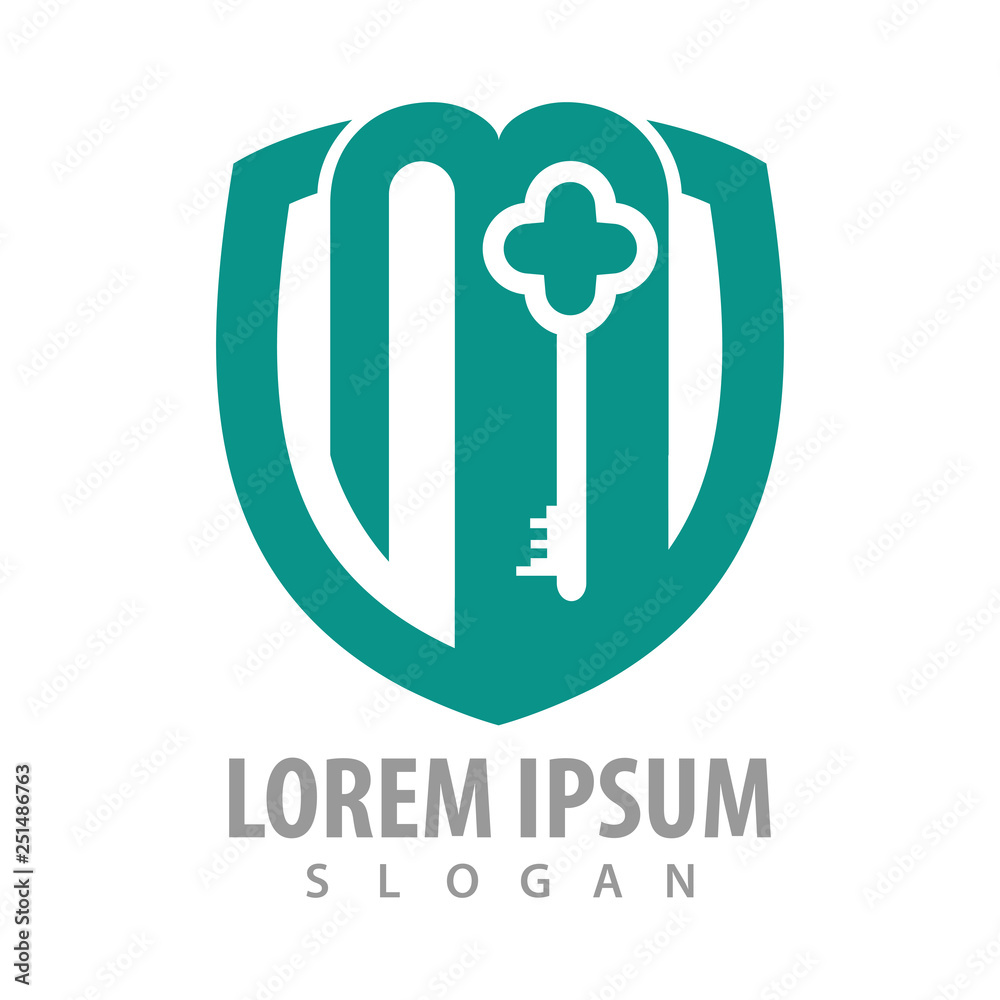 Initial letter M key shield logo concept design. Symbol graphic ...