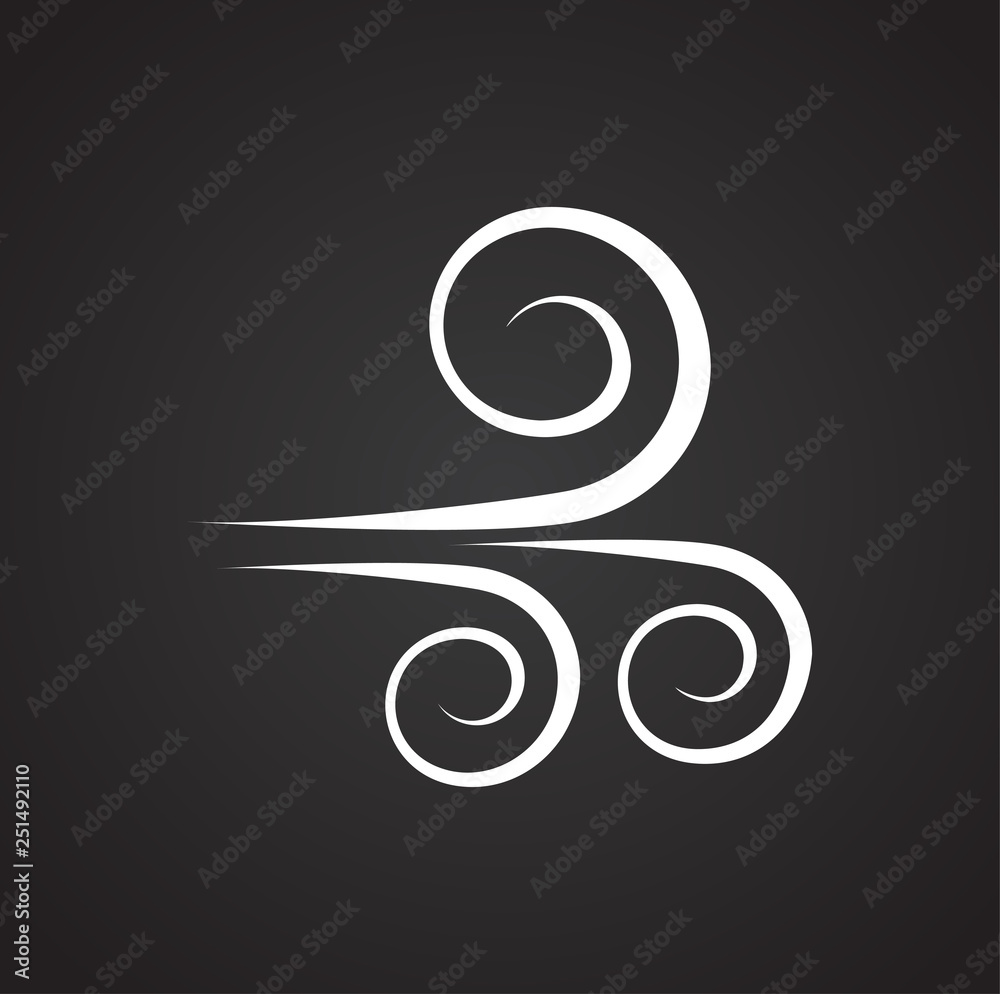 Wind icon on black background for graphic and web design, Modern simple ...