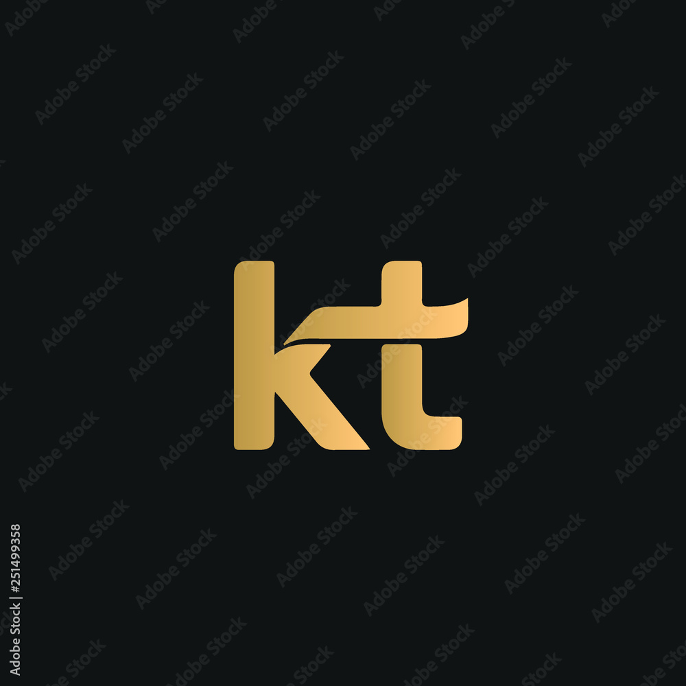 KT logo vector. Golden initial logo on black background Stock Vector ...