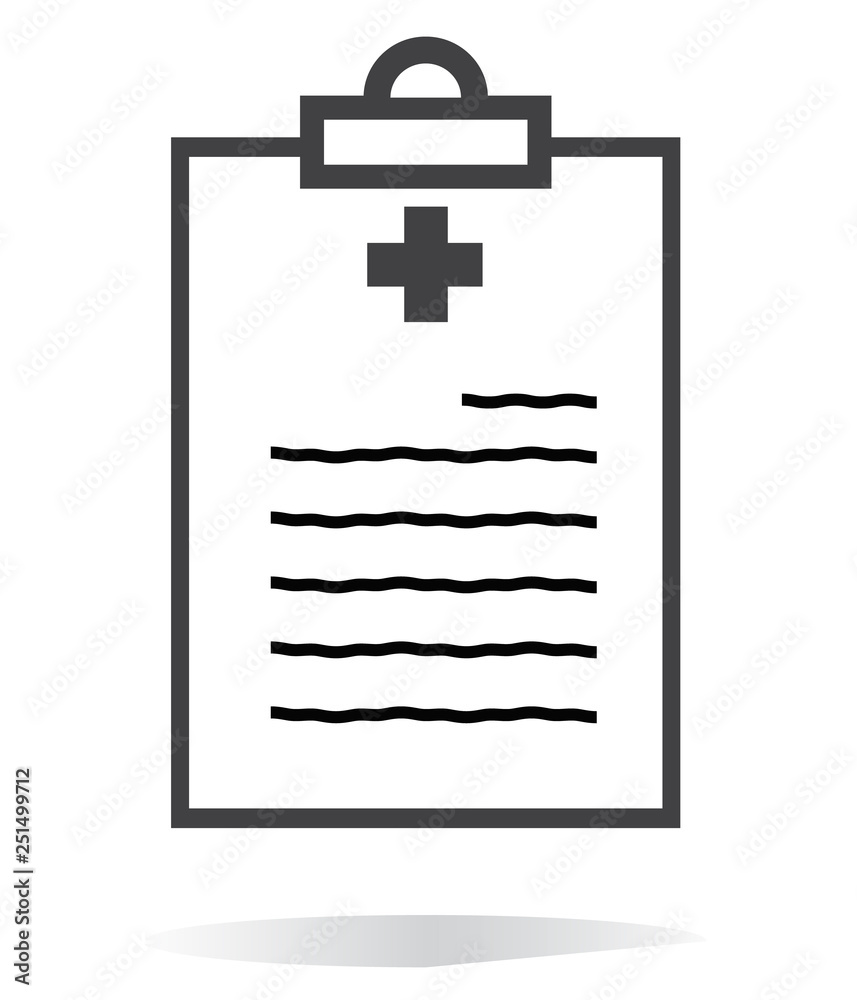medical record line icon on white background. flat style. medical ...