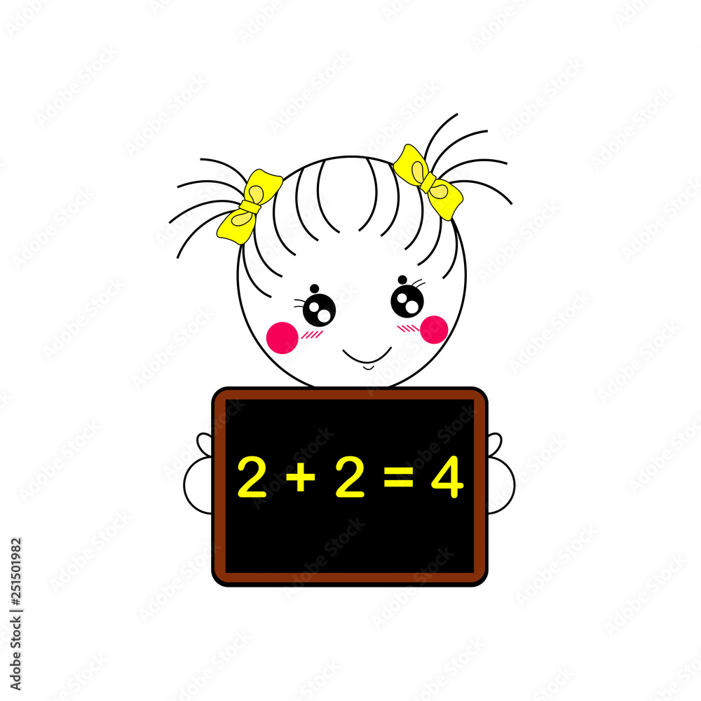 Stockvector teaching math by little girl for Kids or small pupil.to ...