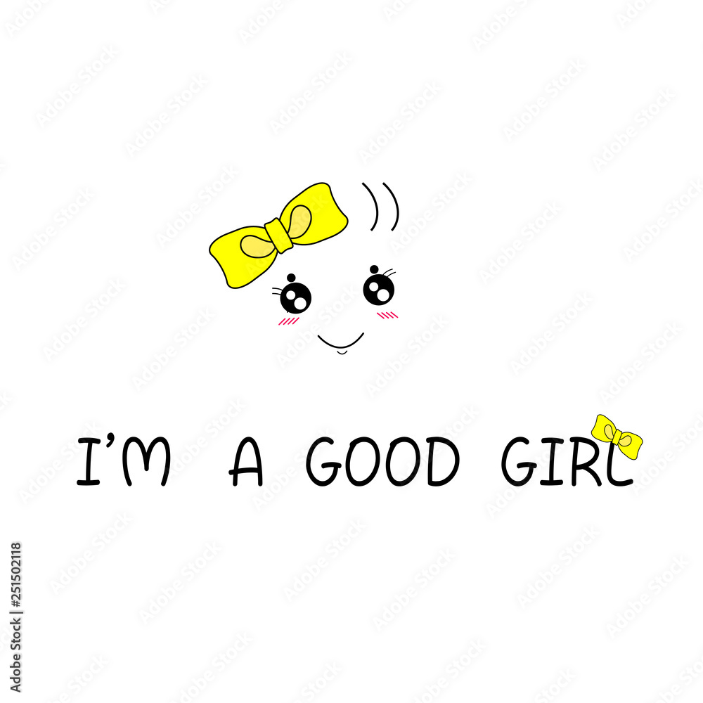 cartoon I'm a good girl on white background,Illustration Stock Vector ...