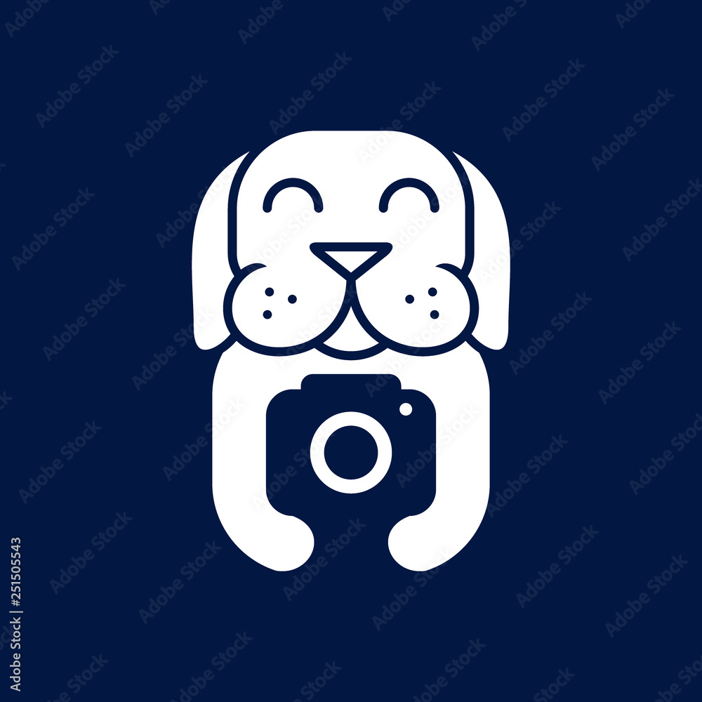 dog hold camera photography logo icon vector template Stock Vector ...