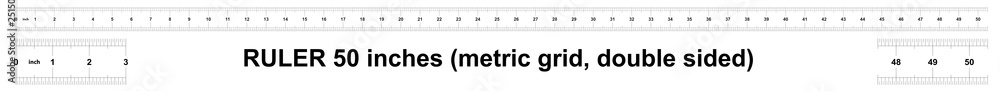 Ruler 50 inches Metric. The division price is 0.05 inch. Ruler double ...