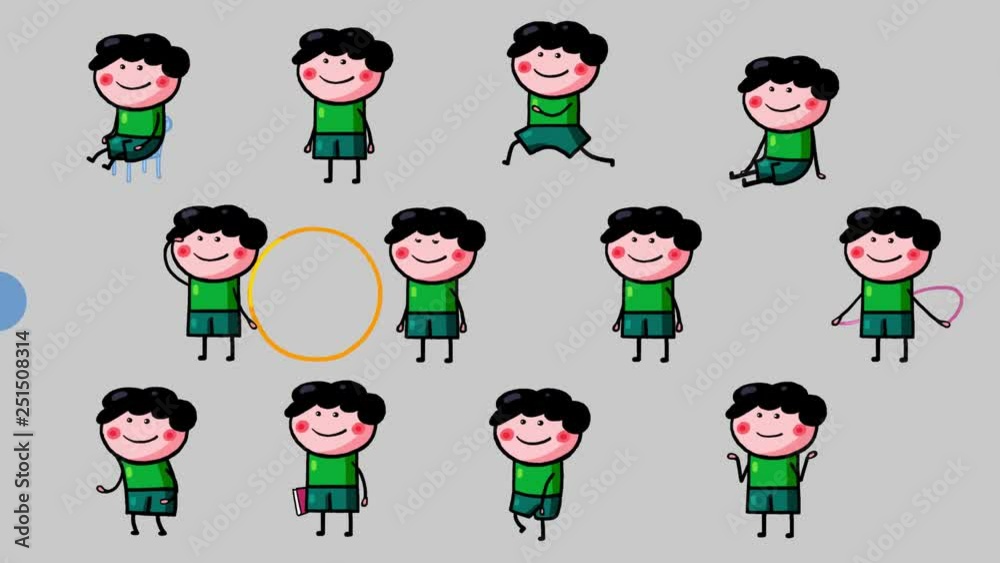 Cartoon kids character – Mark. He is a happy boy. A few seamless moves ...