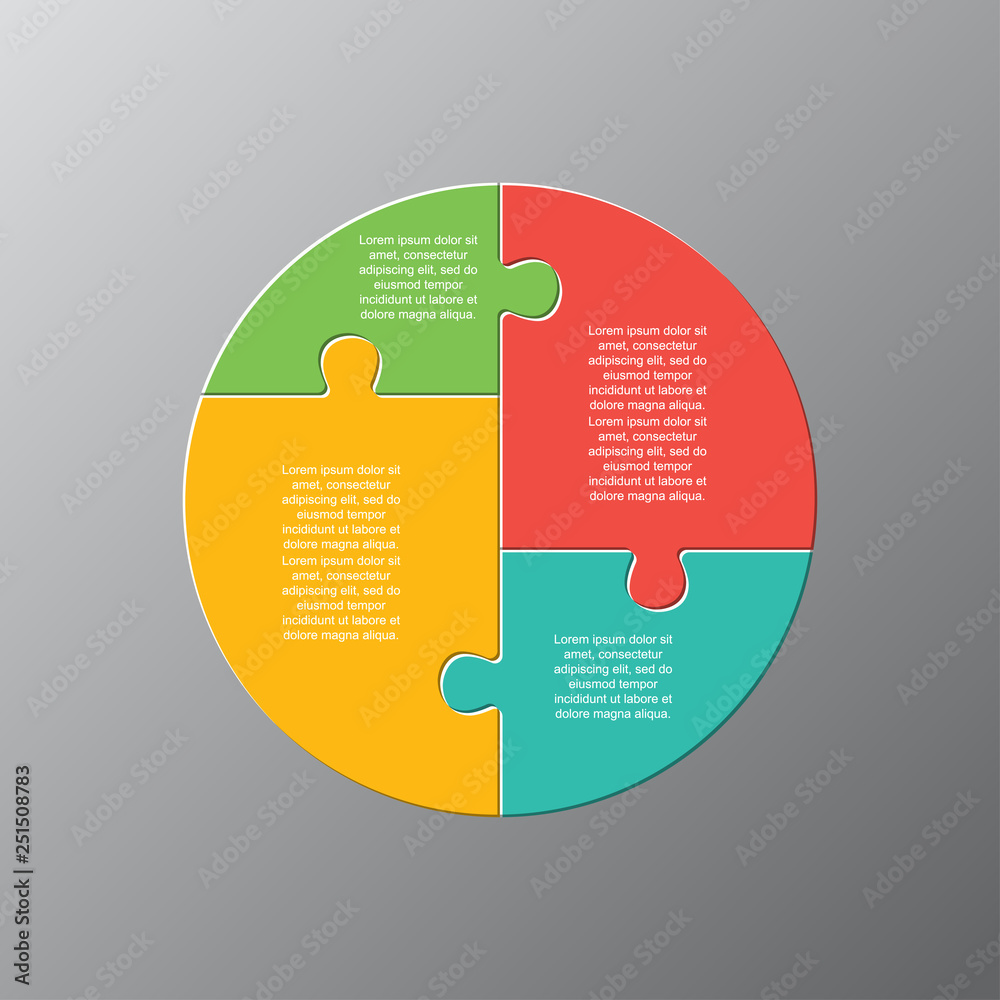 The four pieces puzzle for circles infographics. Stock Vector | Adobe Stock