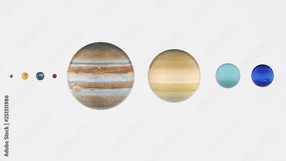 Planets Solar System White Background