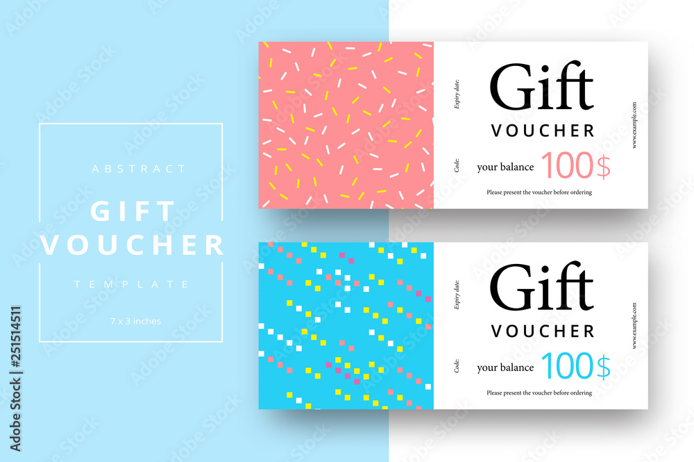 Abstract gift voucher card template. Modern discount coupon or ...