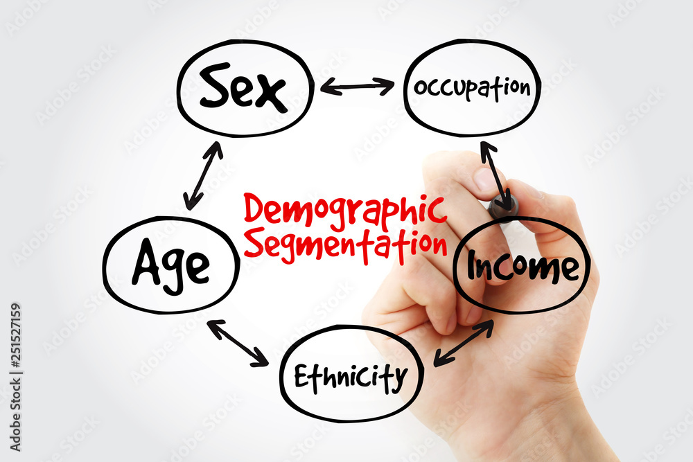 Hand writing with marker Demographic segmentation mind map flowchart ...