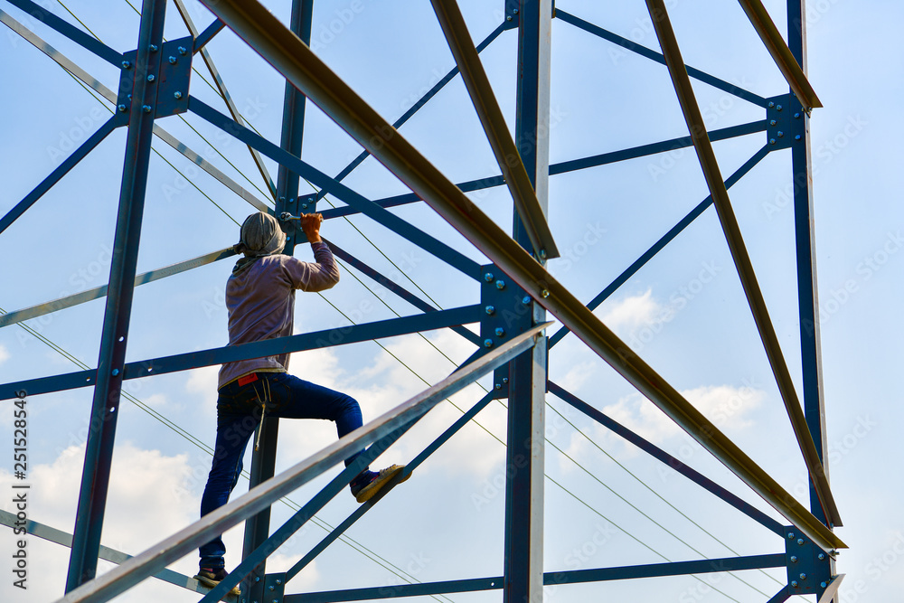 The construction for a billboard made of a large high rise billboard on ...