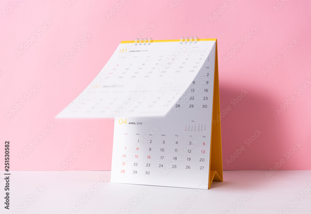paper spiral calendar year 2019 on pink background. Stock Photo | Adobe ...