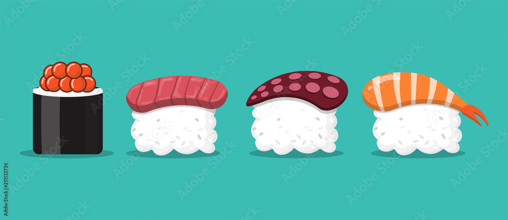 cartoon sushi and food japan isolated Stock Vector | Adobe Stock