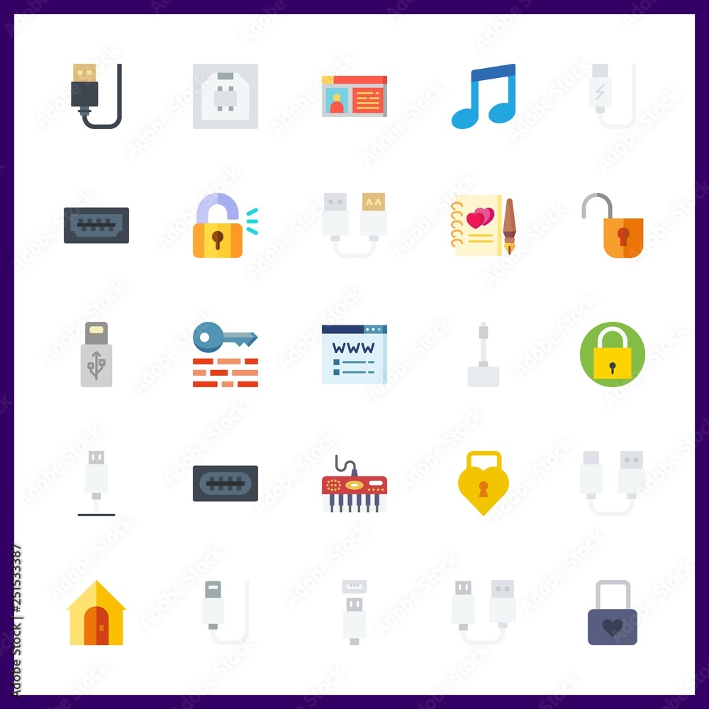 25 key icon. Vector illustration key set. musical note and driving ...