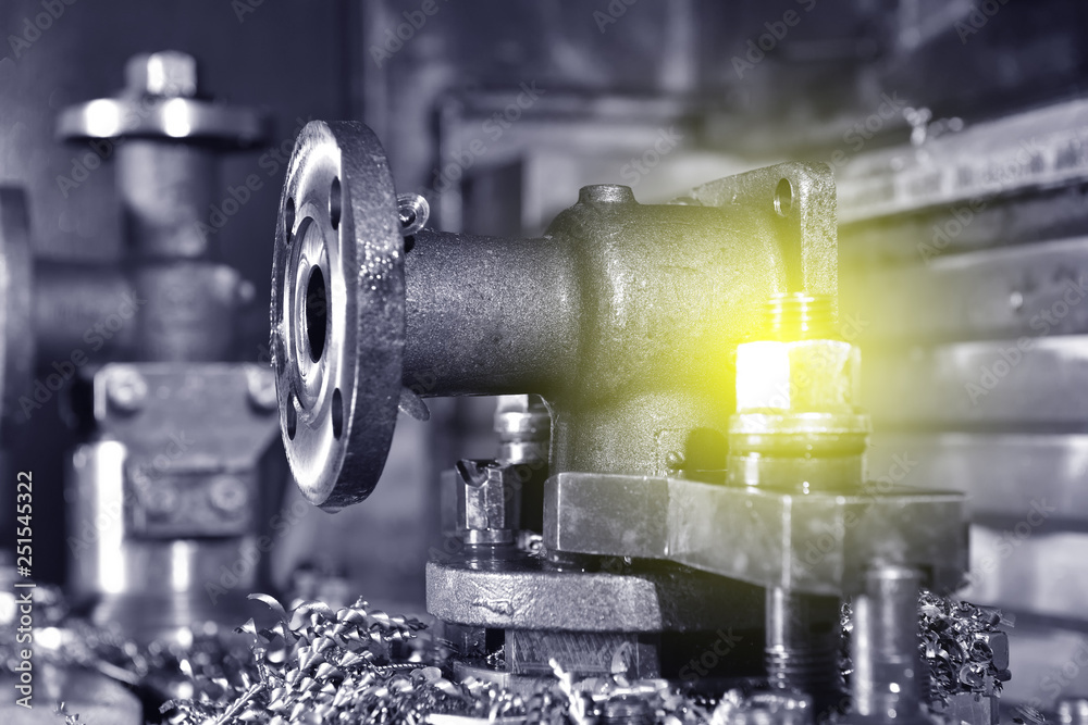 The body for creating the valve is installed on the table of the CNC ...