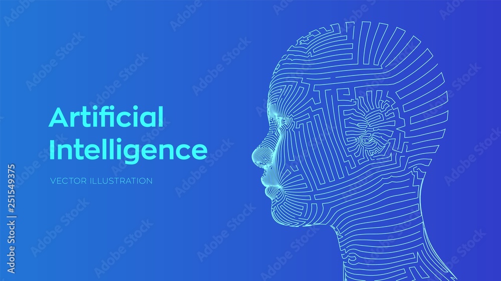 AI. Artificial intelligence concept. Ai digital brain. Abstract digital ...