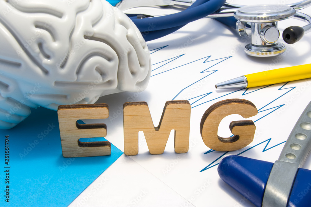 EMG medical abbreviation of electromyography concept, medical ...