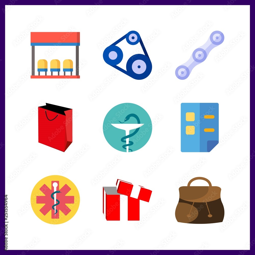 9 box icon. Vector illustration box set. list and gift icons for box ...