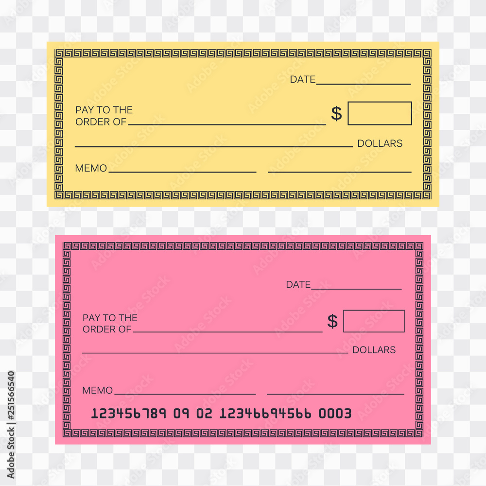 Blank check template. Check vector template. Banking check template ...