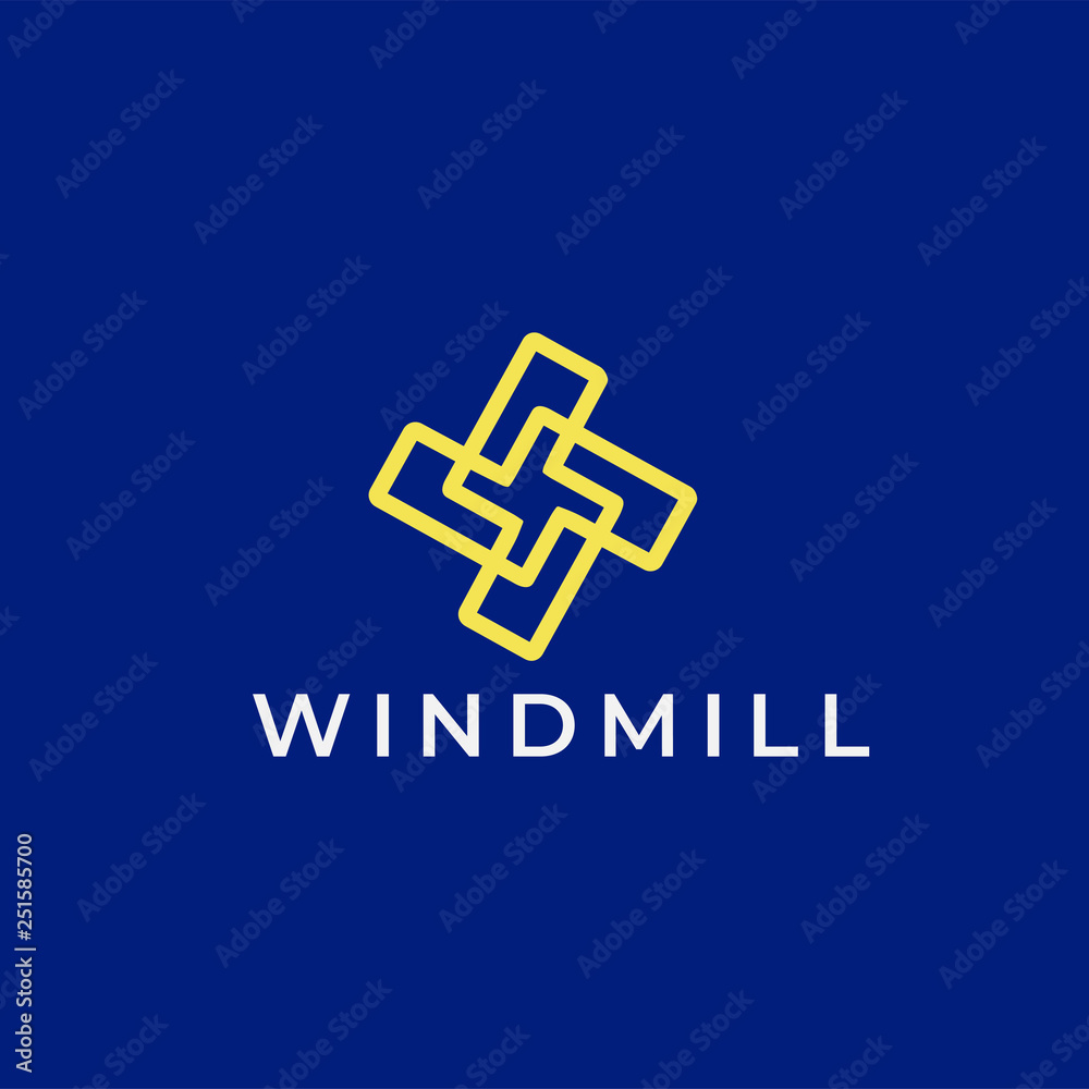 linear windmill in outline style logo design Stock Vector | Adobe Stock
